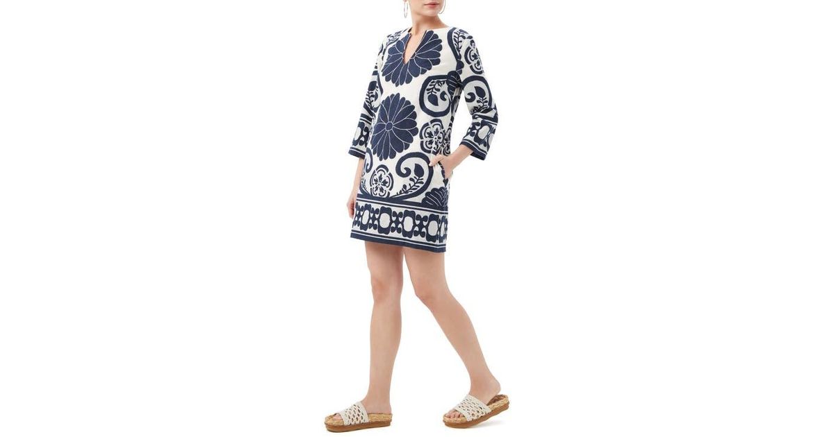 Trina Turk Amy Border Print Shift Dress in Blue | Lyst