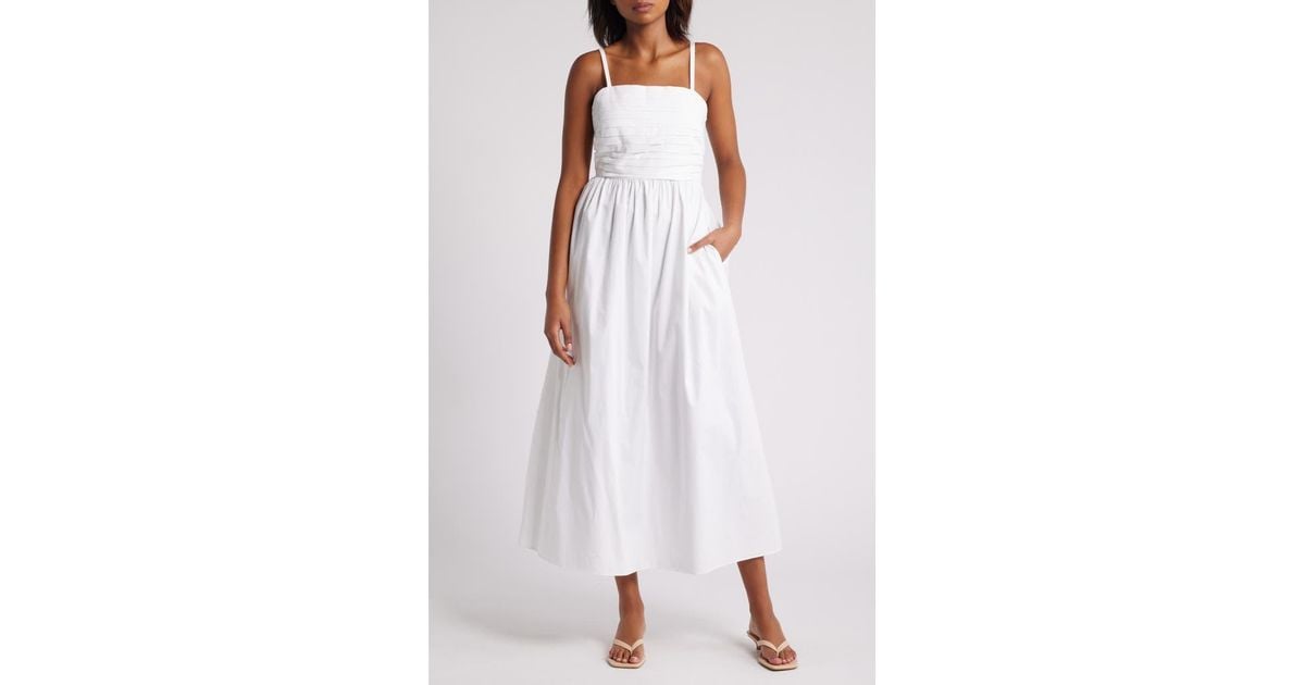 Halogen® Pleated Bodice Cutout Sundress in White | Lyst