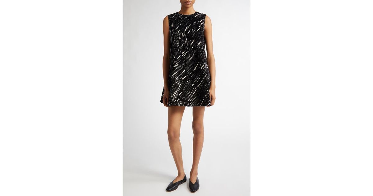 Marni Flocked Crayon Print Denim Minidress in Black | Lyst
