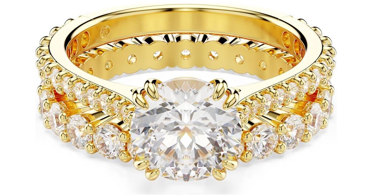 Swarovski Stilla Set Of 2 Crystal Solitaire & Band Rings in Metallic | Lyst