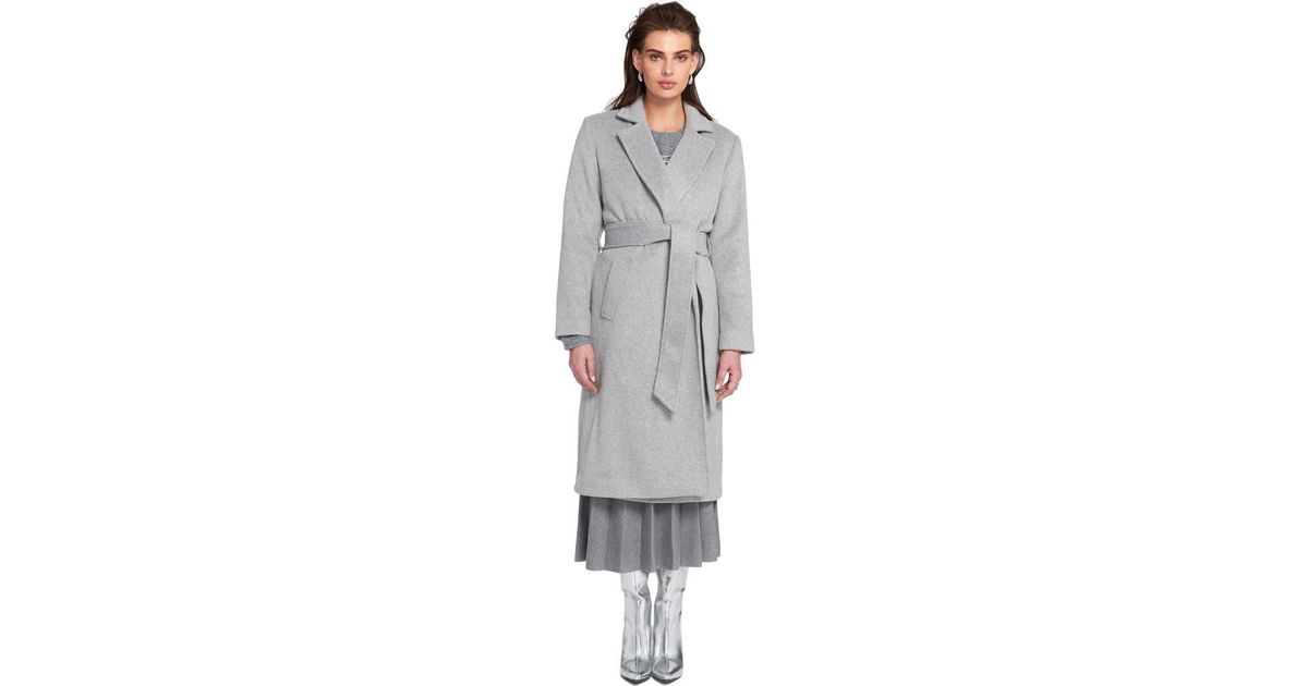 Elle Collection Melton Wrap Coat Belted/Wrap in White | Lyst