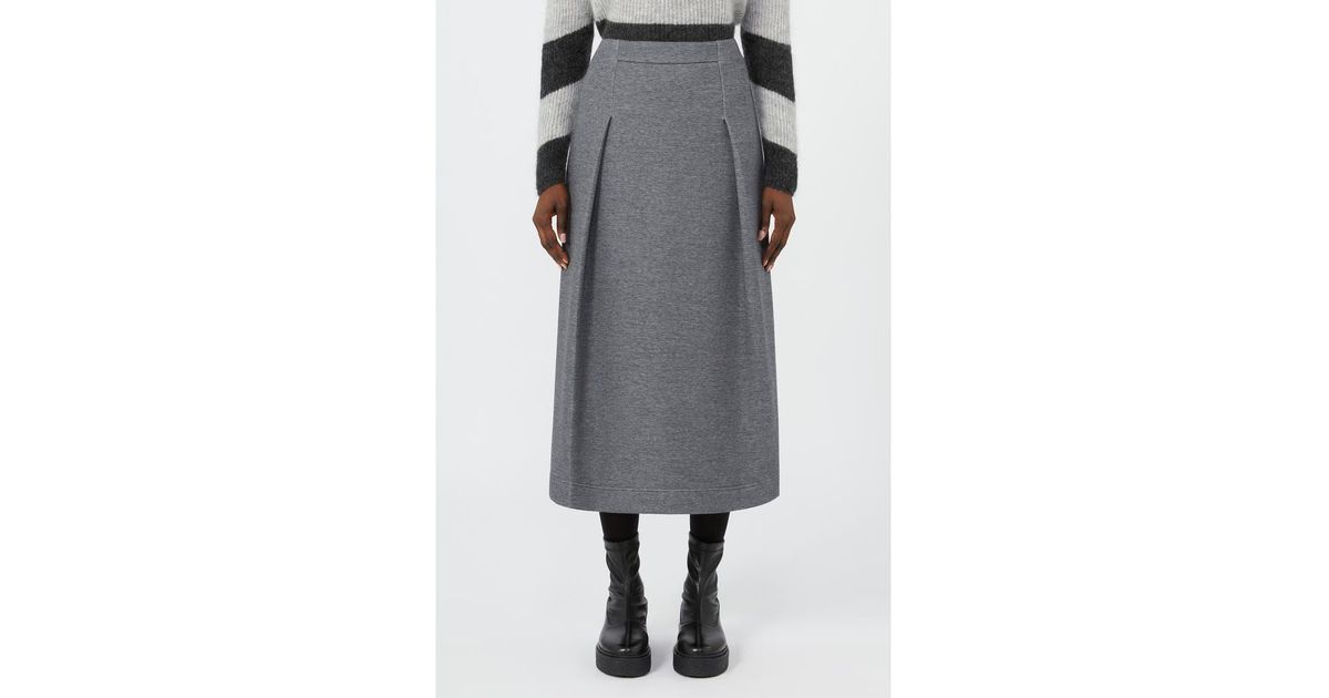 MM by Max Mara Netto Pleated Jersey Midi Skirt in Gray | Lyst