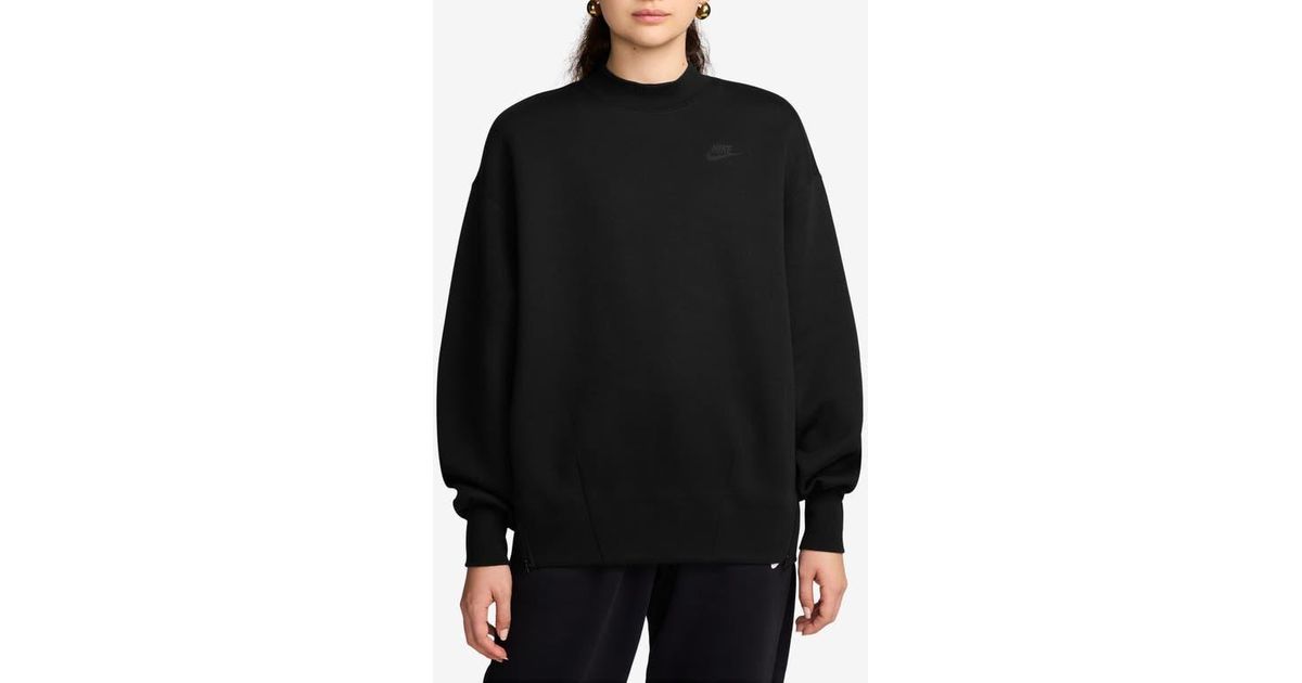 Nike Sportswear Oversize Mock Neck Tech Fleece Sweatshirt in Black | Lyst