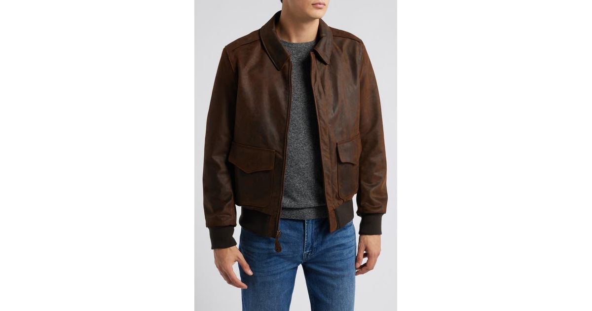 Schott Nyc Lightweight Leather Flight Jacket in Brown for Men | Lyst