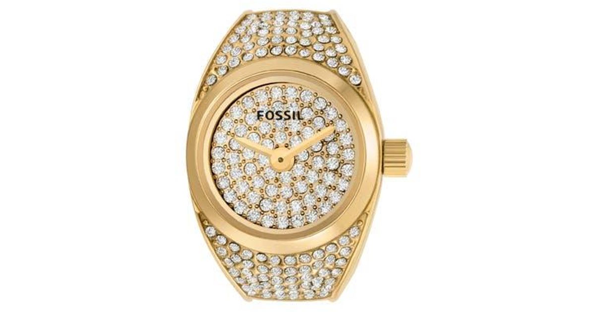 Fossil Crystal Pavé Ring Watch, 15Mm in Metallic | Lyst