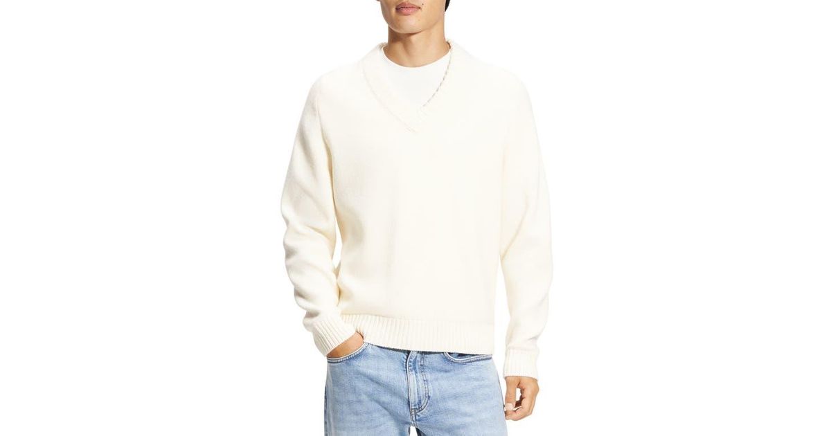 Theory Heavy Wool Sweater in White for Men | Lyst