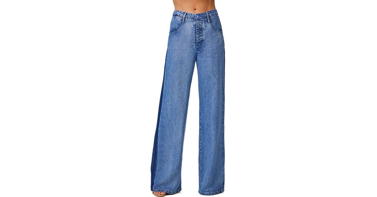 Bella Dahl Anya Side Tack Release Stripe Wide Leg Jeans in Blue | Lyst