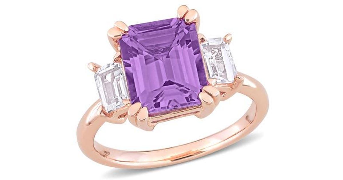 Julianna B Gemstones Octagon 3-Stone Ring in Purple | Lyst