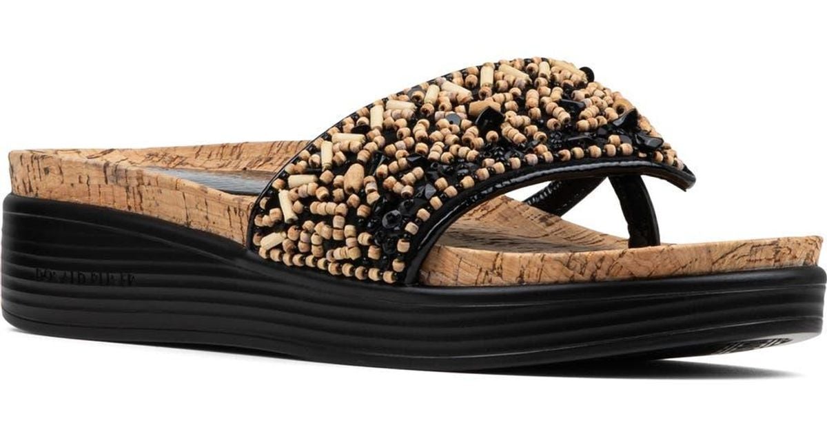 Donald J Pliner Fifi Wedge Sandal in Brown | Lyst