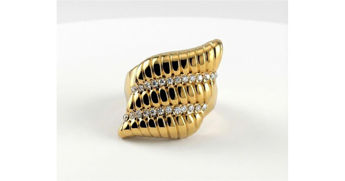 Gemini Jewelry Shell Statement Ring With Sculpted Design in Metallic | Lyst