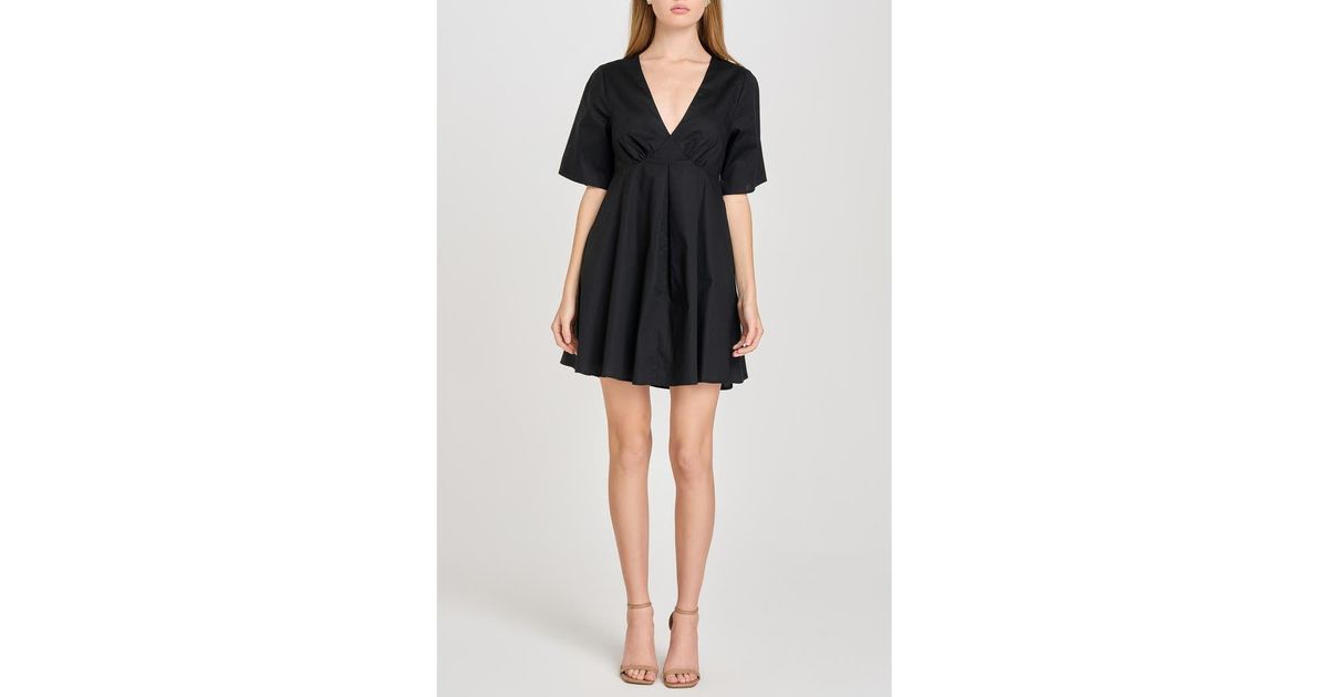 Wayf Zelma Short Sleeve Babydoll Minidress in Black | Lyst