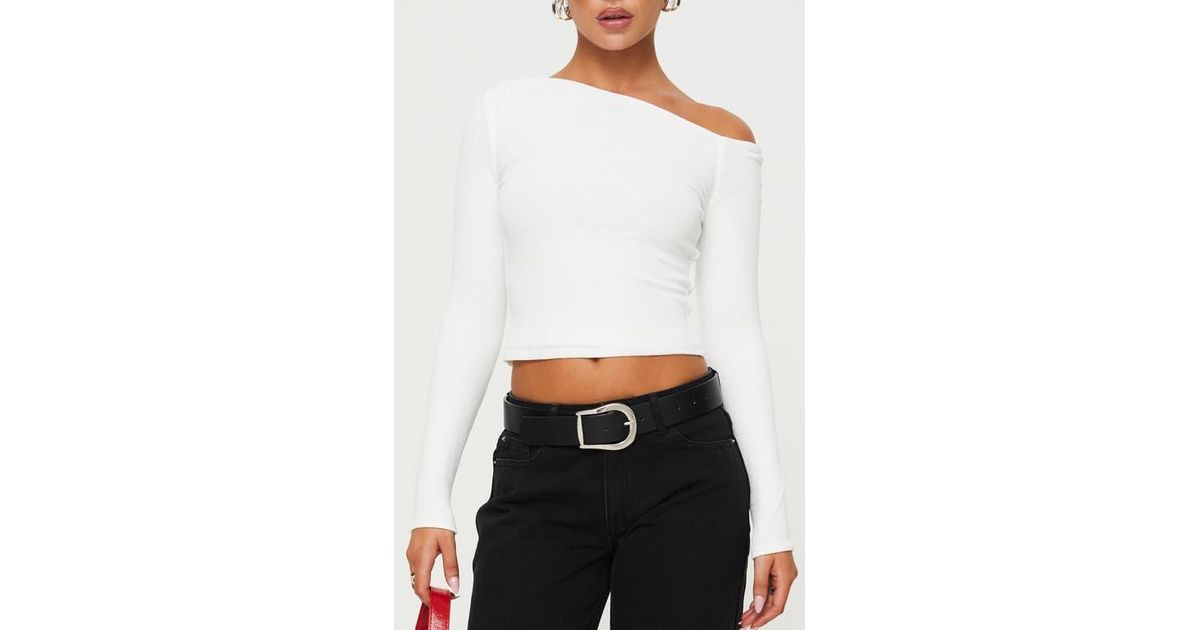 Princess Polly Malian Off The Shoulder Knit Top in White | Lyst