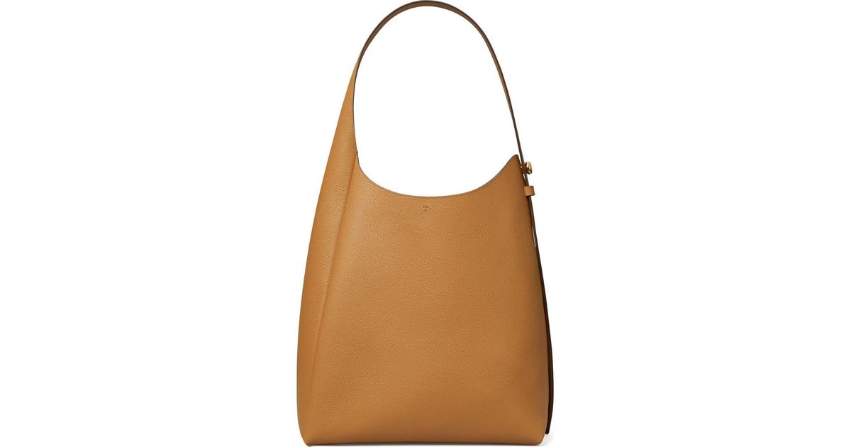 Tory Burch Romy Pebble Leather Hobo Bag in Brown | Lyst