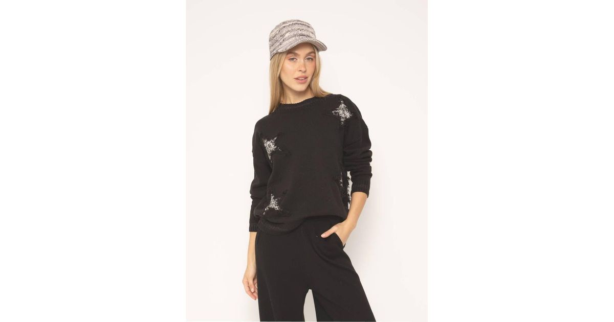 Central Park West Talullah Frayed Star Crew in Black | Lyst