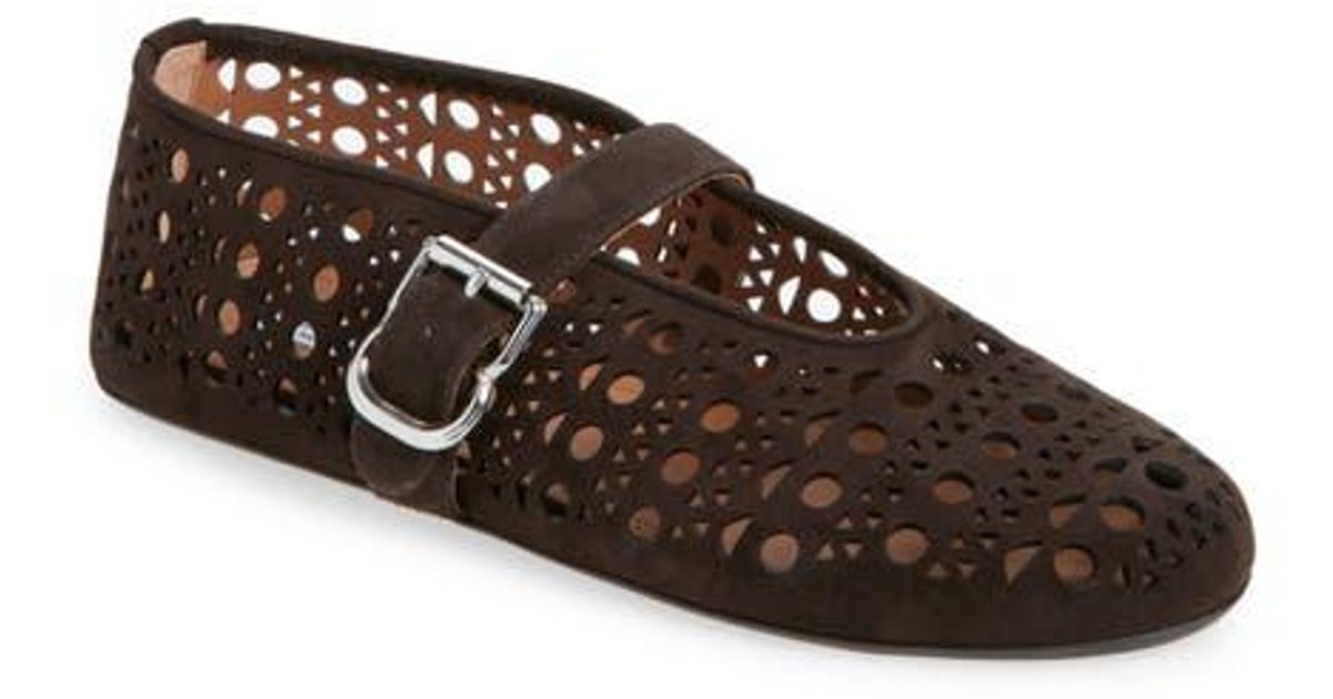 Alaïa Vienne Perforated Ballet Flat in Brown | Lyst