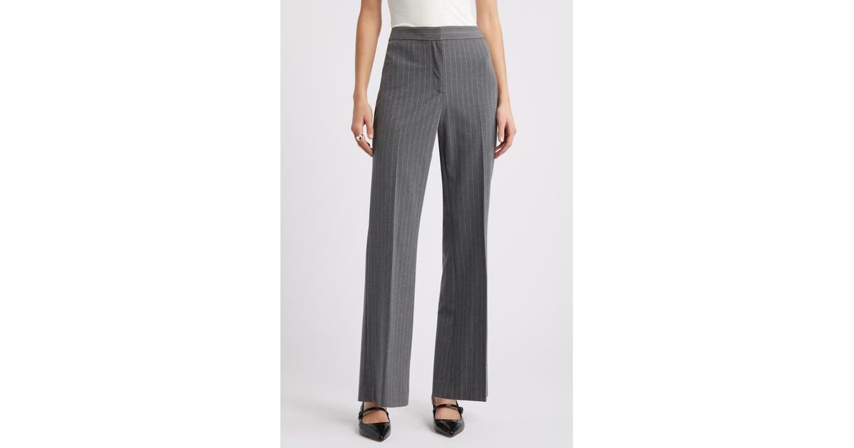 Open Edit Pinstripe Flare Pants in Gray | Lyst