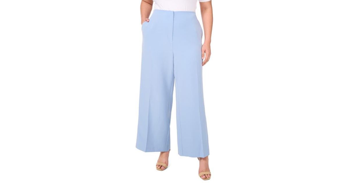 Vince Camuto Clean Waist Wide Leg Pants in Blue | Lyst