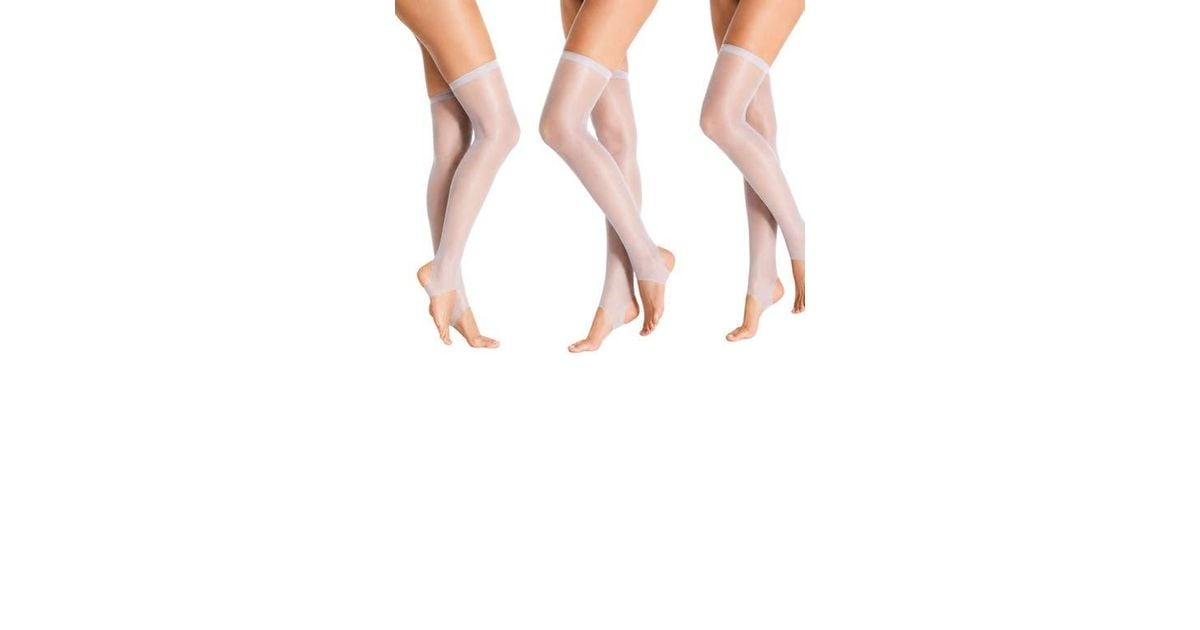 LECHERY 3-Pack Fashion Colored Stirrup Thigh High Stockings in White | Lyst