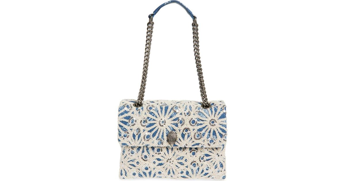 Kurt Geiger Large Kensington Sequin Crochet Shoulder Bag in Blue | Lyst