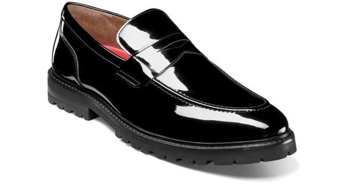 Stacy Adams Hazleton Apron Toe Lugged Penny Loafer in Black for Men | Lyst