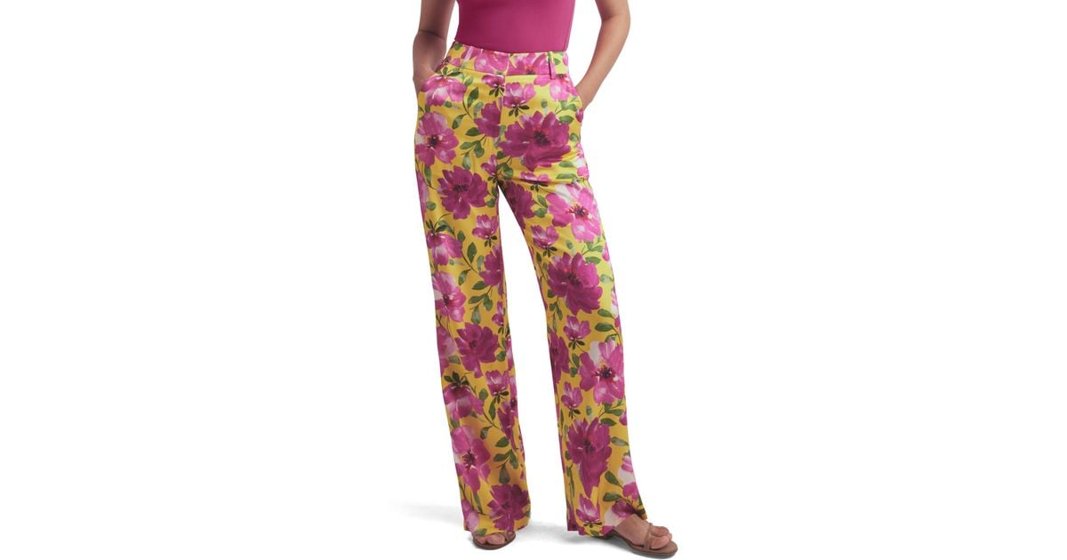 FAVORITE DAUGHTER The Fiona Floral Satin Pants in Red | Lyst