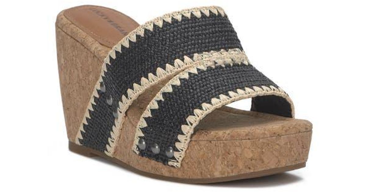 Lucky Brand Vickta Raffia Platform Wedge in White | Lyst
