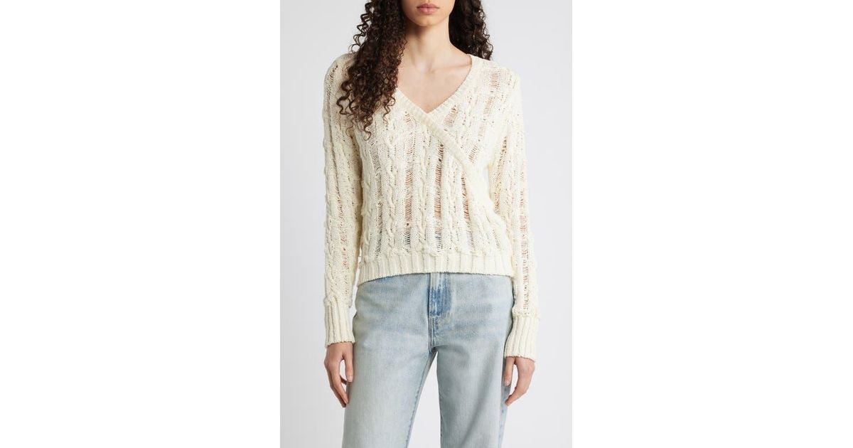 Mango Naval Openwork Cable Knit Sweater in White | Lyst