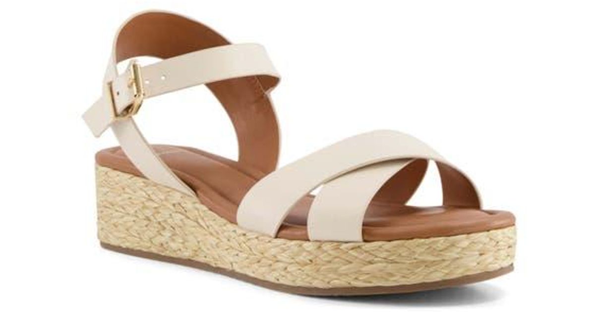 Dune Linnie Platform Wedge Sandal in Natural | Lyst