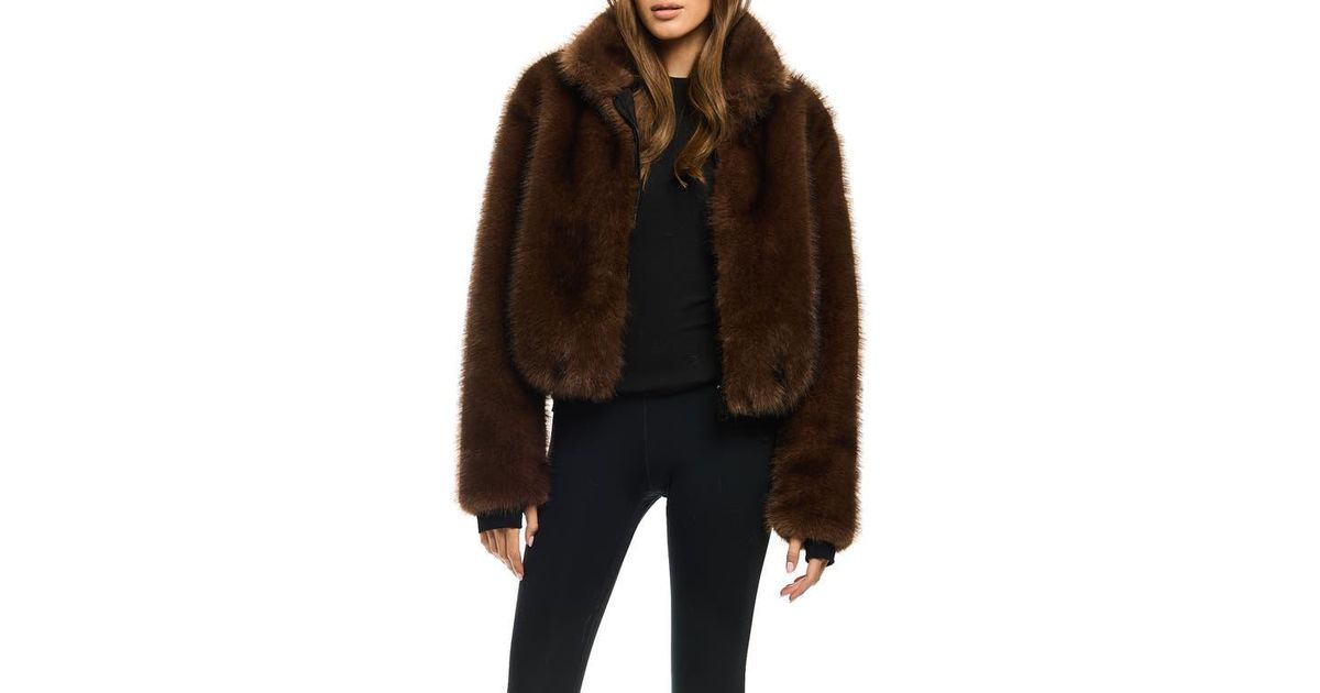 Sam. Bowie Short Faux Fur Bomber Jacket in Black | Lyst