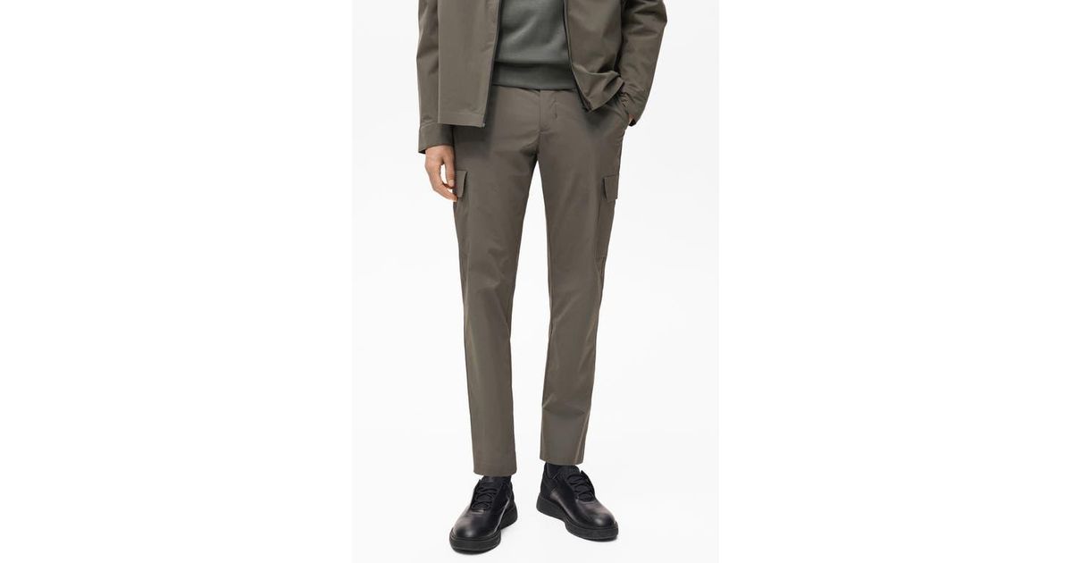 Mango Thermoregulating Slim Comfort Stretch Cargo Pants in Gray for Men ...