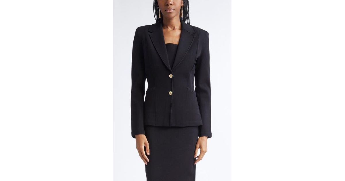 St. John Erin Santa Roma Knit Jacket in Black | Lyst
