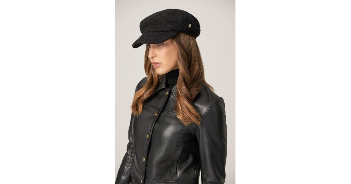 Helen Kaminski Ange Newsboy Cap in Black | Lyst