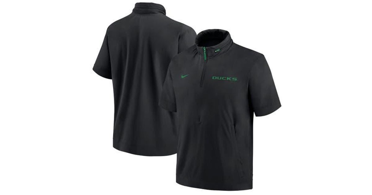 Nike Oregon Ducks 2024 Sideline Coach Short Sleeve Half-Zip Hoodie ...
