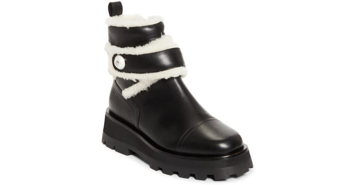 Jimmy Choo Meena Genuine Shearling Lined Bootie in Black | Lyst