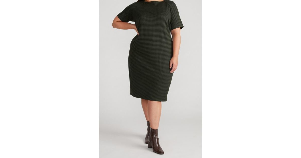UNIVERSAL STANDARD Envelope Neck Ponte Dress in Black | Lyst