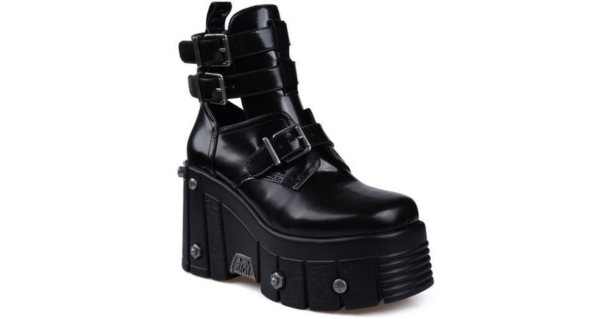 Zigi Romina Studded Lug Platform Bootie in Black | Lyst