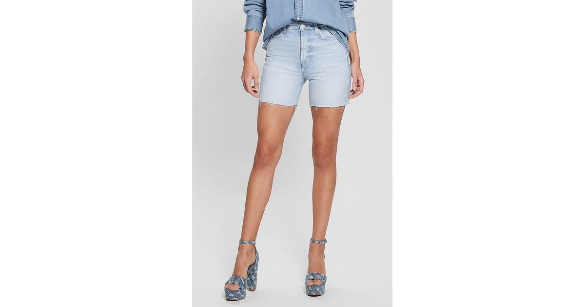 Guess '80S Pedal Cutoff Denim Shorts in Blue | Lyst