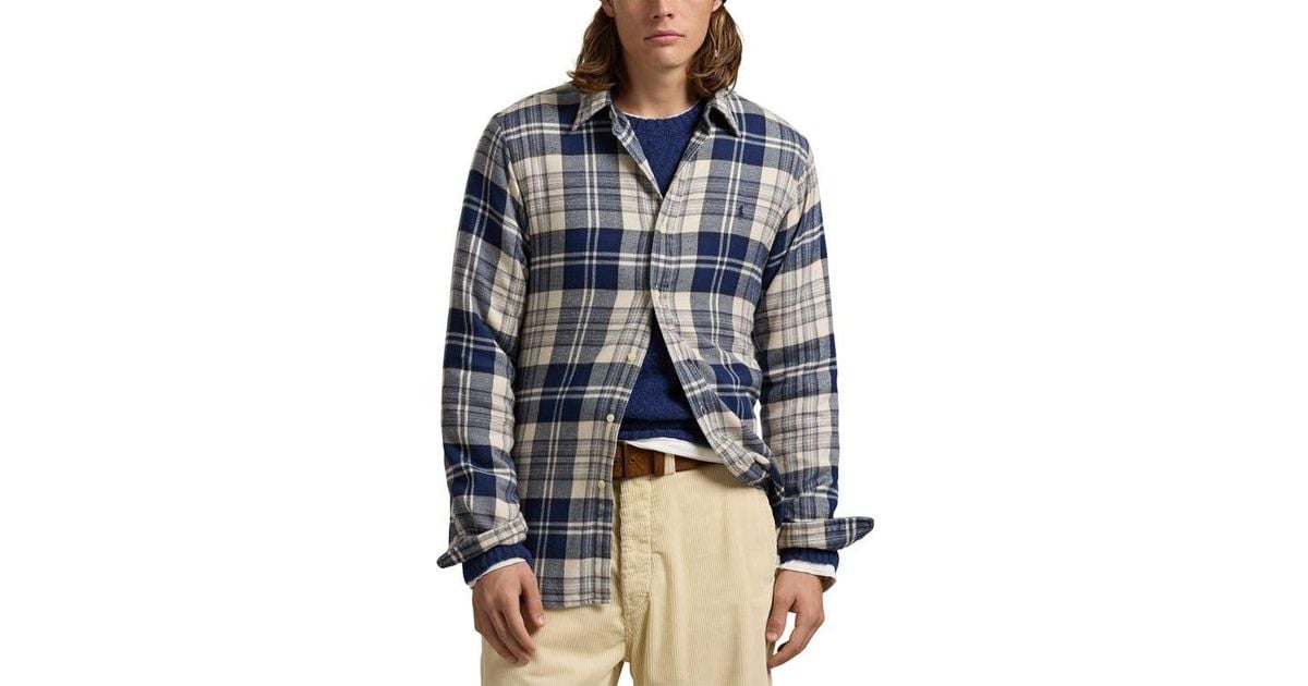 Polo Ralph Lauren Plaid Flannel Button-Down Shirt in Blue for Men | Lyst