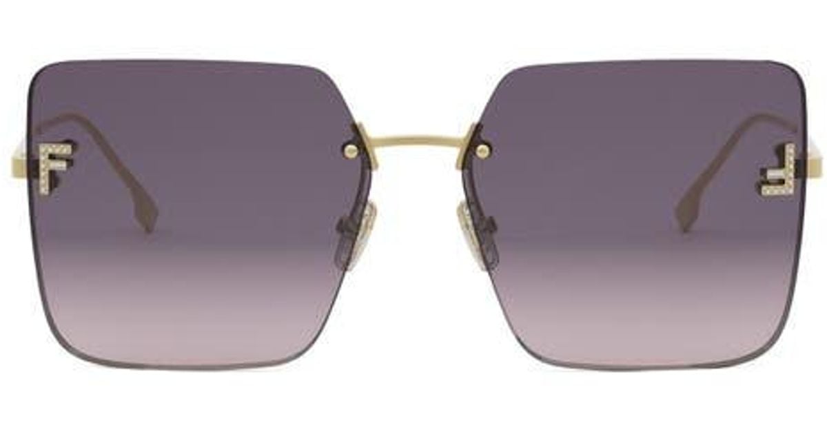 Fendi ' First 59Mm Rimless Geometric Sunglasses in Purple | Lyst