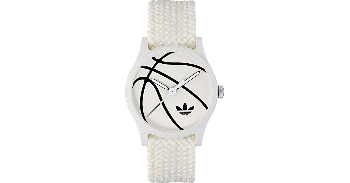 adidas Ao Style Basketball Dial Webbing Strap Watch, 39Mm in White | Lyst