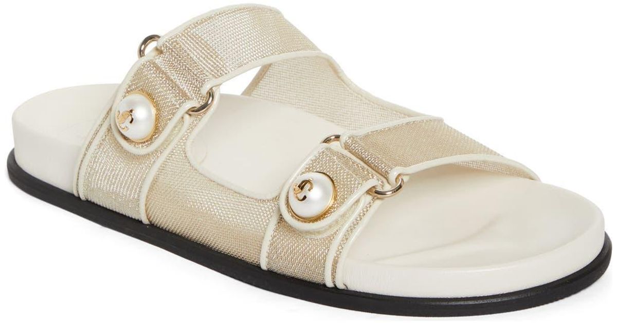Jimmy Choo Fayence Slide Sandal in White | Lyst