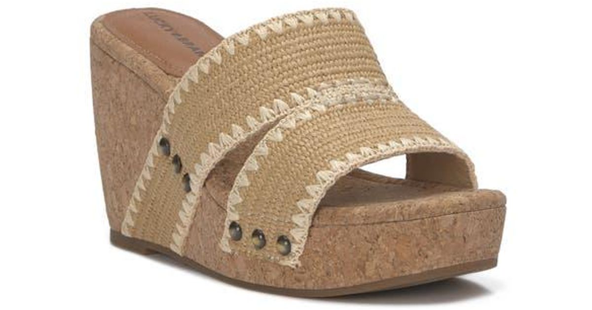 Lucky Brand Vickta Raffia Platform Wedge in Natural | Lyst