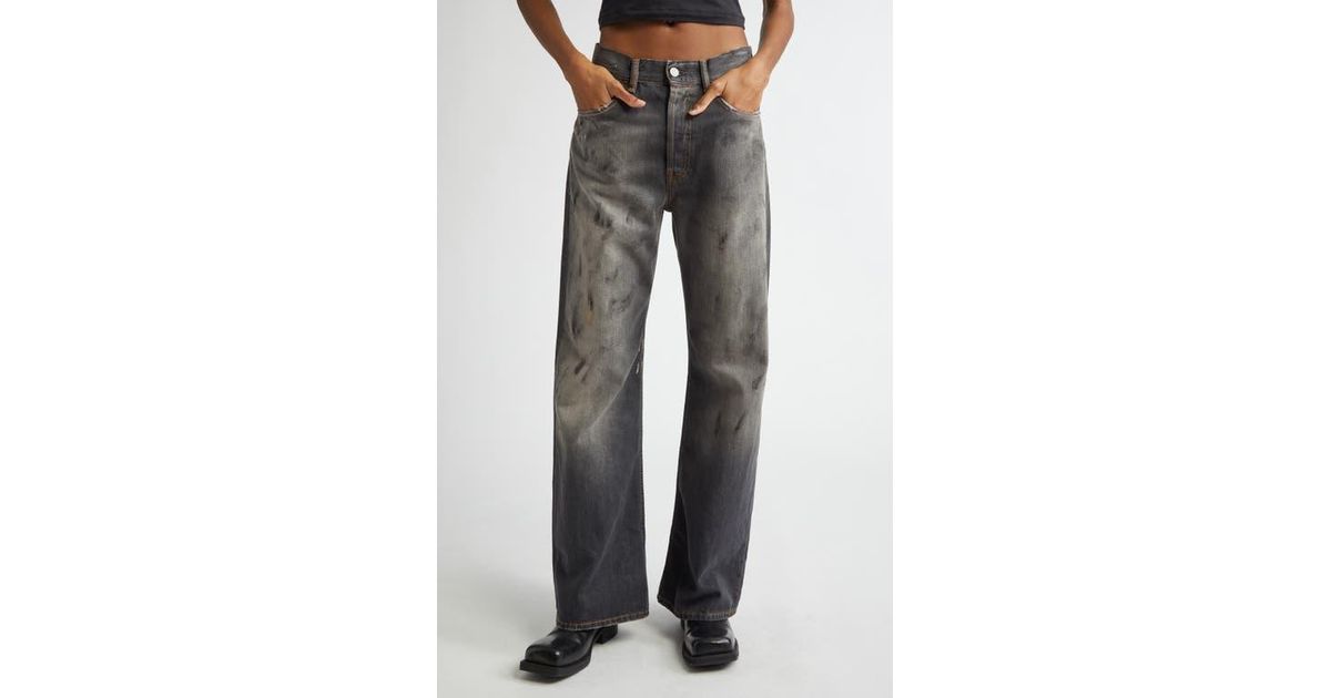 Acne Studios 2021 Trafa Paint Splatter Loose Fit Wide Leg Jeans in Gray ...