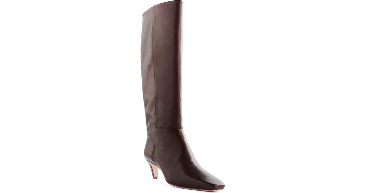 Reformation Remy Knee High Kitten Heel Boot in Brown | Lyst