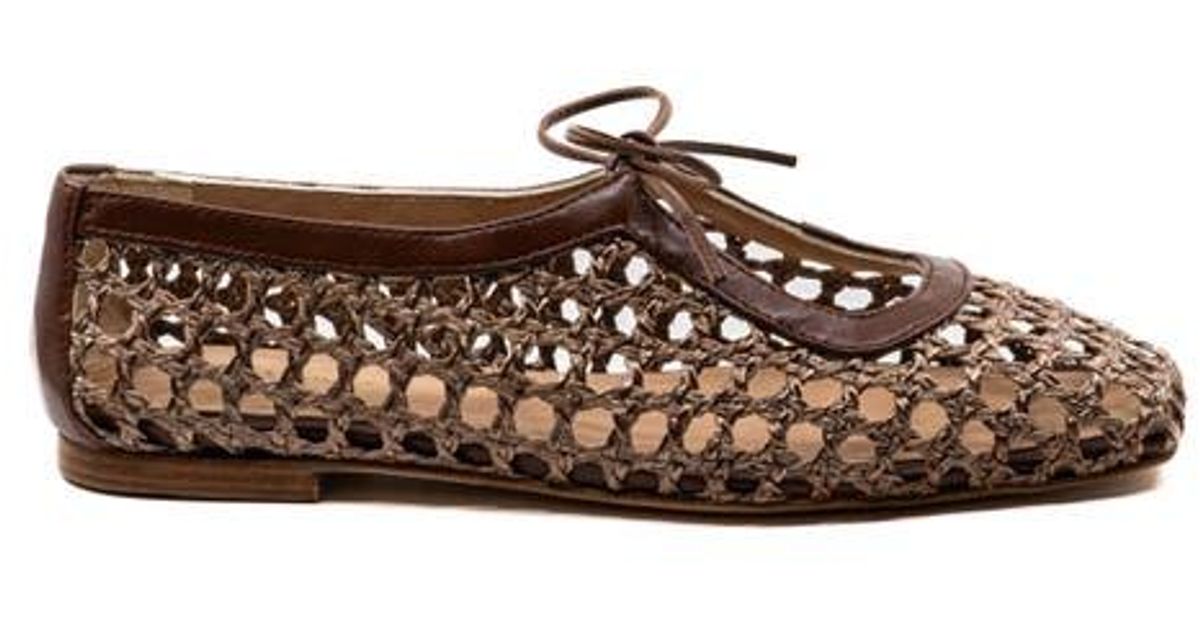Andrea Gomez Amelia Raffia Ballet Flat in Brown | Lyst