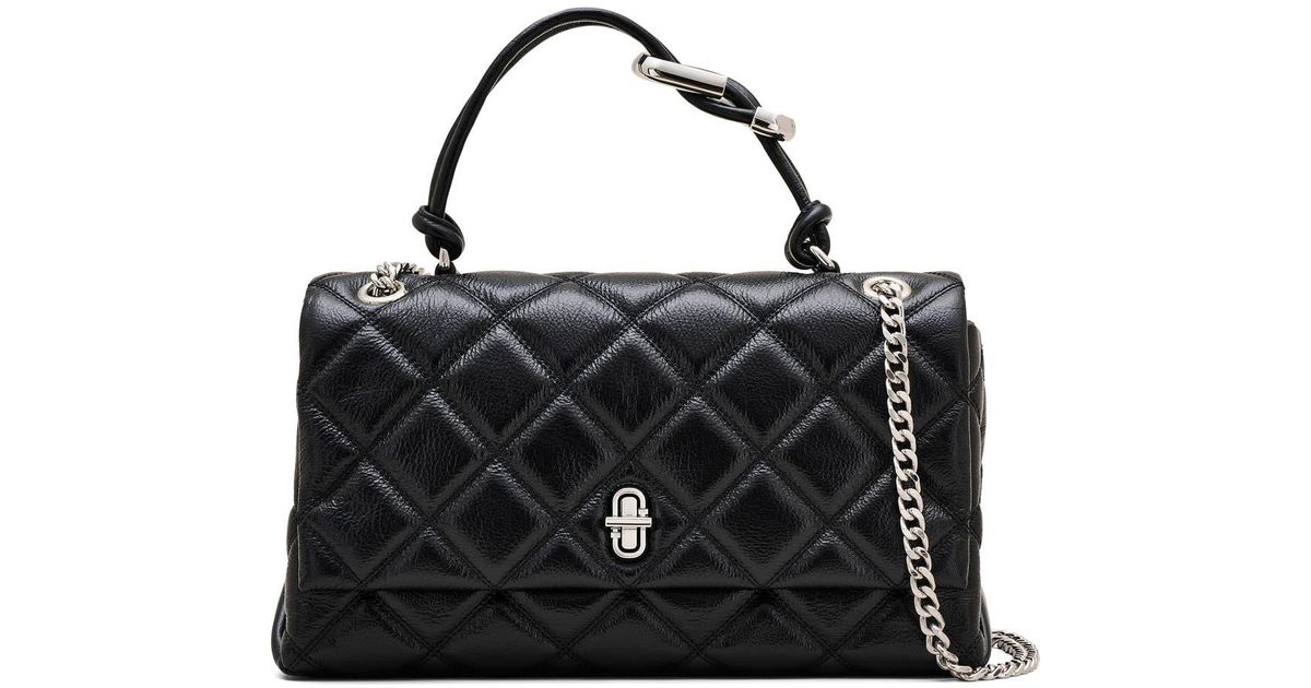 Marc Jacobs The Dual Chain Diamond Quilted Convertible Leather Shoulder Bag in Black | Lyst
