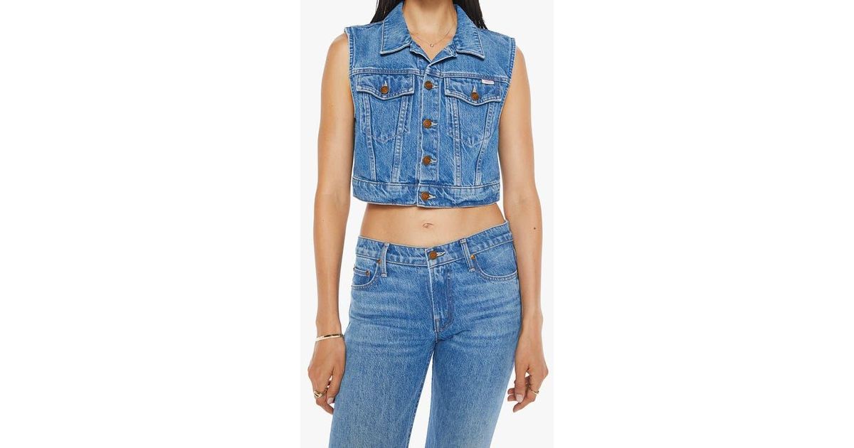 Mother Snacks! The Chiclet Denim Crop Vest in Blue | Lyst