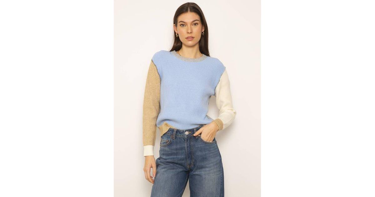 Central Park West Casey Colorblock Crew in Blue | Lyst