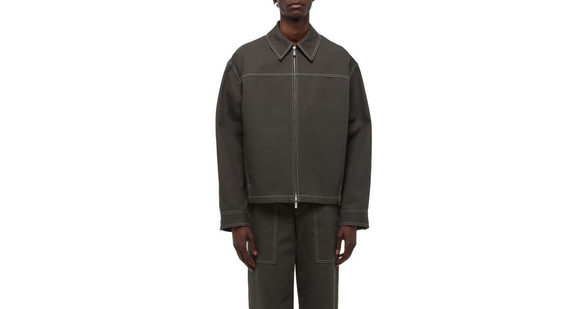 Helmut Lang Topstitch Detail Cotton Carpenter's Jacket in Gray for Men ...