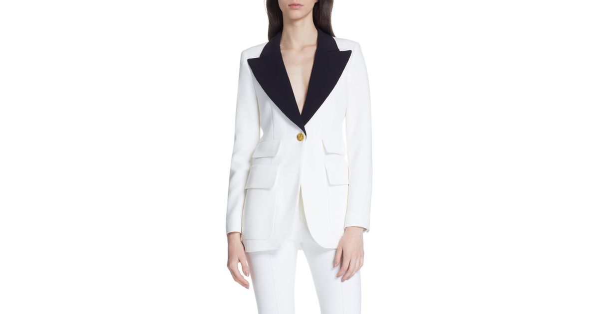 Smythe Color Block Blazer in White w/ Black (White) - Lyst